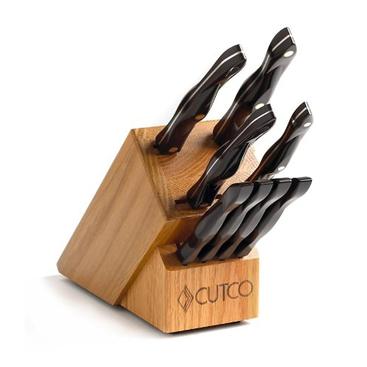 CUTCO Model 1810 Studio +4 Set with bonus CUTCO Polishing Cloth. Set includes 1720 Paring Knife, 1721 Trimmer, 1729 Petite Carver, 1768 Spatula Spreader, and 4-1759 Table/Steak Knives, all in individual Factory-Sealed plastic bags + 1751 Oak Block.