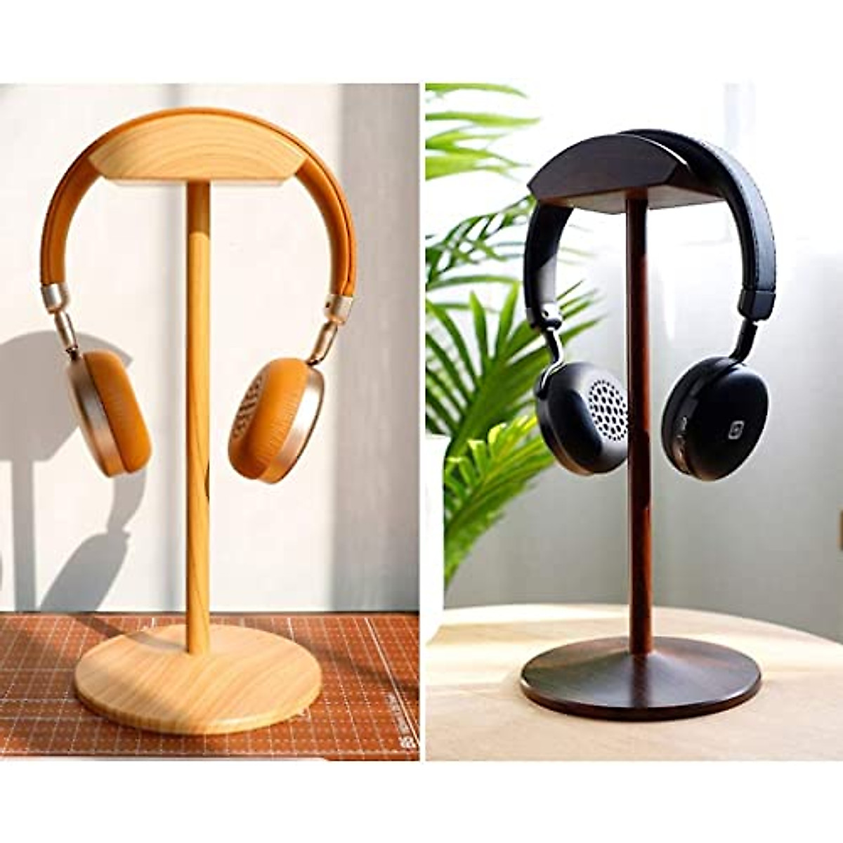 ANIIC Headset Stand Universal Headphones Stand Holder Gaming Headset Stand Earphone Display Rack Hanger Bracket for Over Ear Headsets Headphone Stand (Color : Walnut Texture)