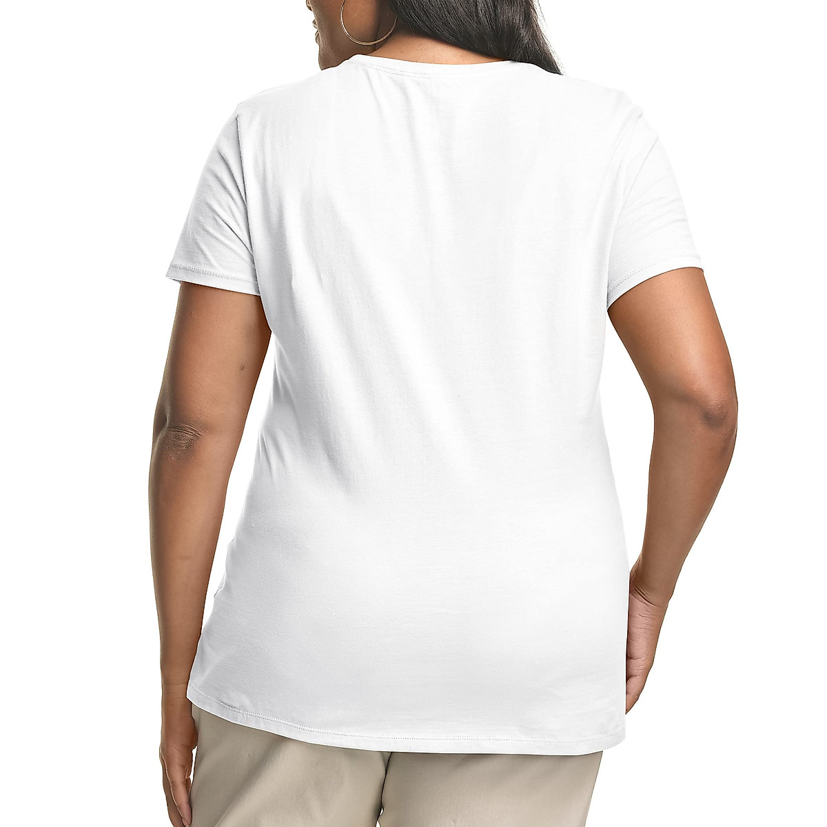 Hanes Plus-Size Pure Cotton Jersey T-Shirt, Wide Classic Crewneck Tee for Women, White1, 2X(18W/20W)