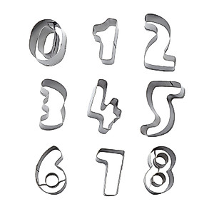 Cutters 9 Piece Numbers Cookie Cutter - Stainless Steel Numbers Cutter Set Tools - for Home Kitchen Birthday Baby Shower Party Supplies