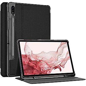 ProCase for Galaxy Tab S8 /Tab S7 Case 11 inch with S Pen Holder, Slim Stand Protective Folio Smart Cover for Galaxy Tablet (SM-X700/X706/T870/T875/T878) 2022/2020 Release -Black