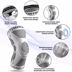 NEENCA Professional Knee Brace for Pain Relief, Medical Knee Support with Patella Pad & Side Stabilizers, Compression Knee Sleeve for Meniscus Tear, ACL, Joint Pain, Runner, Workout - FSA/HSA Eligible
