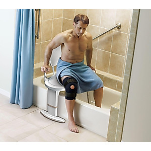 Moen Home Care Glacier White 33-Inch W x 18-Inch D Adjustable Height Non-Slip Bath Safety Transfer Bench for Shower, DN7105