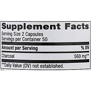 Nature's Way Activated Charcoal, Binds Unwanted Materials and Gas*, 560mg per Serving, 100 Capsules