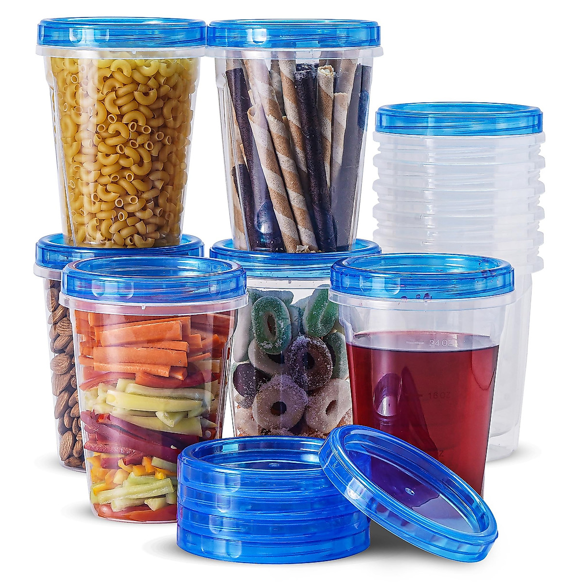 RFAQK 24 PCS Freezer Soup Containers with Lids-12 Plastic 32 oz Deli Containers with 12 Screw Lids-Freezer Safe Storage Containers with Twist Top Lids-Reusable Plastic Box for Lunch, Gym, Travel