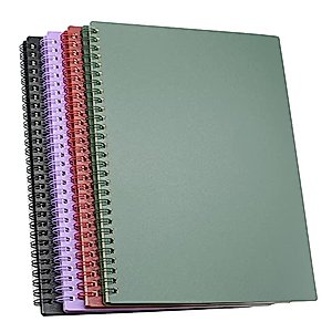 Yansanido Spiral Notebook, 4 Pcs 10 Inch x 7.4 Inch B5 Thick Plastic Hardcover 7mm College Ruled 4 Color 80 Sheets -160 Pages Journals for Study, Work, Travel and Notes (B5, 4 Pcs Dark Color 2)