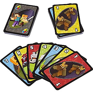 Mattel Games UNO Minecraft Card Game for Family Night with Minecraft-Themed Graphics in a Collectible Tin for 2-10 Players (Amazon Exclusive)