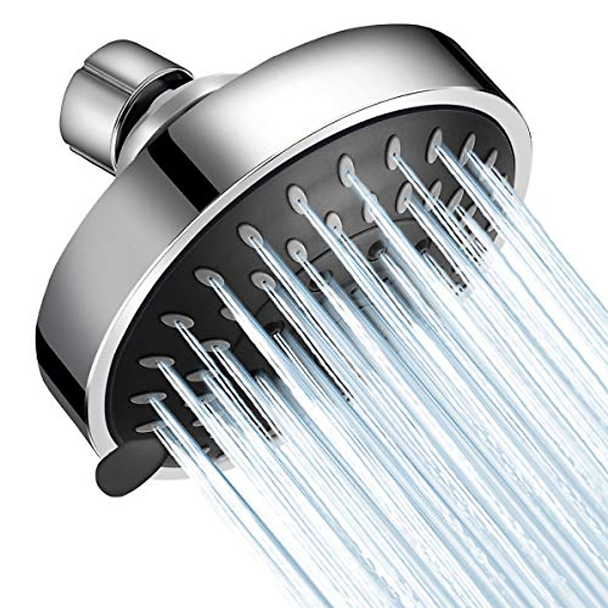 WarmSpray High Pressure Shower Head 5 Settings Fixed Showerhead 4 Inch High Flow Bathroom Showerhead with Adjustable Brass Ball Joint for Luxury Shower Experience Even at Low Water Pressure
