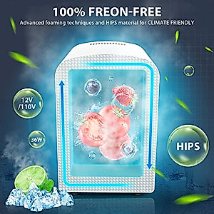 Mini Fridge 4 Liter AC/DC Energy Saving Cooler And Warmer Refrigerator, Portable Personal Fridge For Office, Car, Bedroom, 100% Freon-Free Great For Skincare, Fruit, Food, Medicine(WHITE) - F