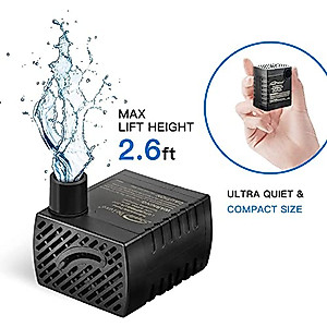 Simple Deluxe 80GPH Submersible Water Pump 4W Durable Fountain Pump for Pond, Aquariums Fish Tank, Statuary, Hydroponics