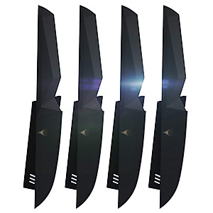 The Shadow Black Series 5-Piece Knife Block Set Bundle with The Shadow Black Series 4-Piece Steak Knife Set