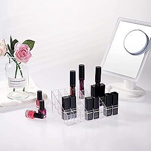 Benbilry Lipstick Holder, 40 Space Acrylic Lipstick Holder Organizer Case Display Rack，40 Slots (in a 8 x 5 Arrangement) Stand Cosmetic Makeup Organizer Lipstick, Brushes, Bottles More
