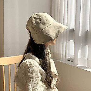 VIEWLAP Wide Brim Linen Hat Bucket Hats Adjustable Packable Sun Hat Womens Bonnet Hat Summer Womens Hat Outdoor Travel Beach Hat Uv Protection for Women (Ivory)