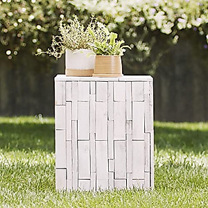 Amazon Aware FSC Certified Indoor/Outdoor Recycled Square Wood Tami Square Stool, Driftwood White