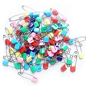 100 Pieces Diaper Pins 2.2 inch Baby Safety Pins Long Plastic Head Safety Pin with Locking Closures Plastic Head Cloth Diaper Pins Stainless Steel Nappy Pins Plastic Head Safety Pin