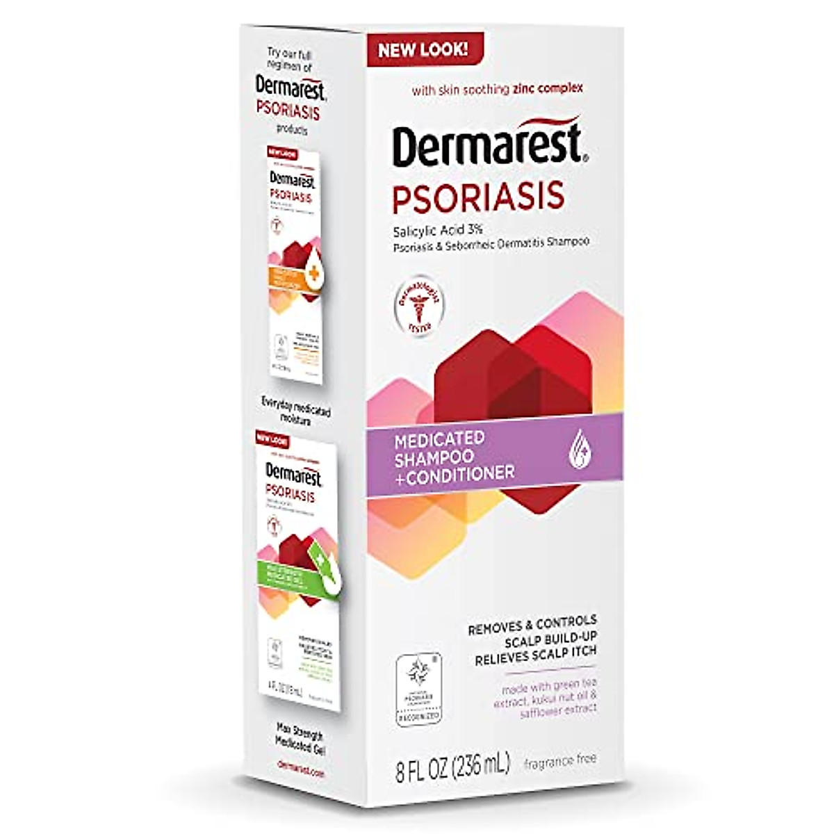 Dermarest Psoriasis Medicated Shampoo and Conditioner, Unscented, Dermatologist Tested, 8 ounces, (Pack of 2)