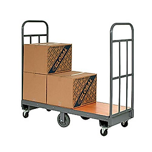 Global Industrial Wood Deck Narrow Aisle High End U-Boat Platform Truck 60 x 24 1500 Lb. Capacity