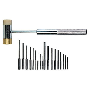 Wheeler Master Roll Pin Punch Set with Dual Sided Hammer, Roll Pin Punches and Starters, Storage Case for Gunsmithing,silver