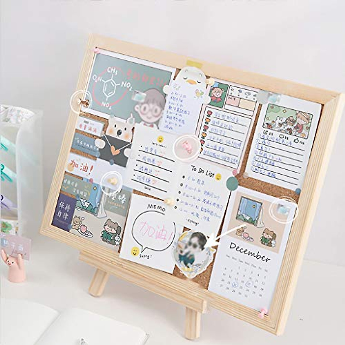 Cork Board Photo Wall, Desktop Message Board, Home Wall Hanging pin Board, Bulletin Board Display Board（15.7x11.8 in）