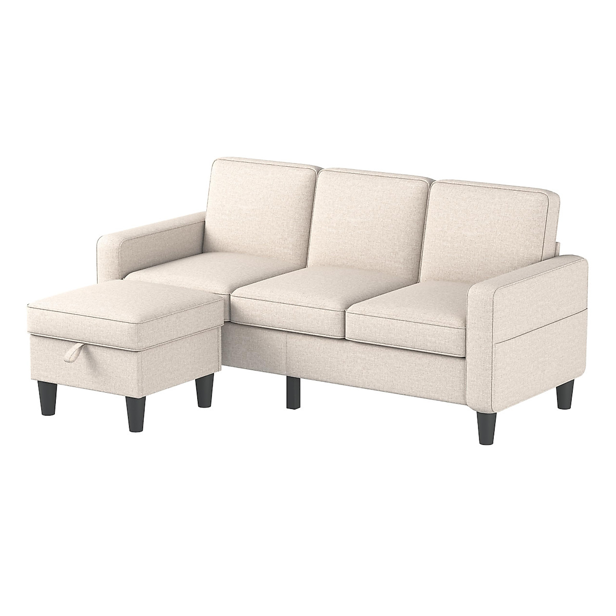 Woyomeub Sectional Sofa 78" Couch Couches for Living Room with Storage Ottoman Beige Modern L Shaped 3 Seater Sofas for Small Space Dorm APT