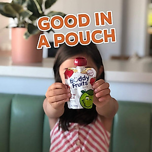 Buddy Fruits Pure Blended Fruit and Veggies Apple, Peach and Carrot Applesauce | 100% Real Fruits & Veggies | No Sugar, Non GMO, Vegan, No Preservatives, Certified Kosher | 3.2oz Pouch 18 Pack