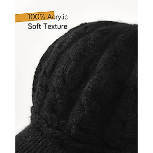 FURTALK Winter Knit Hats with Visor Brim Double Soft Lining for Women Warm Stylish Beanie Hats Slouchy Snow Caps