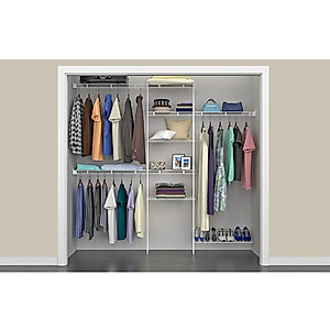 ClosetMaid 1608 Closet Organizer Kit with Shoe Shelf, 5-Foot to 8-Foot, White