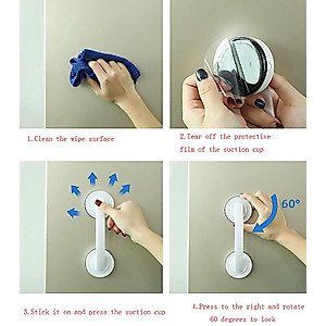 WANLIAN-Powerful Suction Cup Glass Mirror Door Handle, Refrigerator Drawer Bathroom Suction Cup Wall handrail, Bathtub Shower Handle Kitchen Drawer Cabinet Handle Suction Cup (White Large)