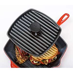 Le Creuset Enameled Cast Iron Panini Press, 9", Licorice