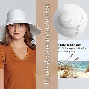 San Diego Hat Company Women's 5-inch Brim Sun Hat with Braid Self Tie, White, One Size