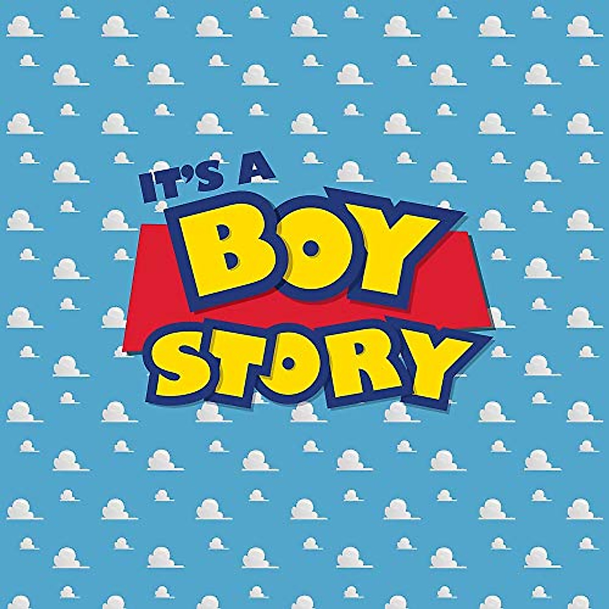Art Studio It's a Boy Story Backdrop Birthday Party Theme Photo Background Blue Sky White Clouds Photography Backdrops Baby Shower Kids Hero Photo Booth Studio Props Vinyl 6x6ft