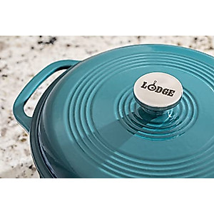 Lodge EC6D38 Enameled Cast Iron Dutch Oven, 6-Quart, Lagoon and Enameled Cast Iron & Ceramic Stoneware Care Kit