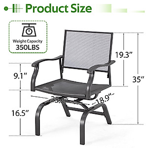 Danrelax 35" Outdoor Patio Dining Chairs Set of 2, Metal Sling Chairs with Spring Motion, for Patio, Porch, Deck, Backyard - Grey