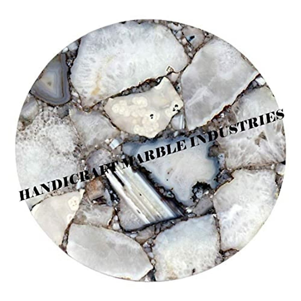 White Agate Stone Round Table Top, Counter Top Natural White Salt Agate Stone Coffee Table Top, Agate Stone Centre Table Top, Quartz, Table - Furniture, Agate - Gemstone, Piece Of Conversation