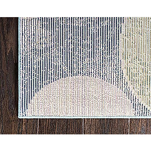 Unique Loom Chromatic Collection Modern Bokeh & Vibrant Abstract Area Rug for Any Home Décor, 5 x 8 ft, Navy Blue/Beige