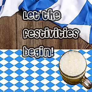 Iceyyyy 3 Pieces Oktoberfest Tablecover - 54" x 108" Oktoberfest Bavarian Flag Check Table Cloth Blue Diamonds Bavarian Tablecover for German Oktoberfest Themed Party Decorations