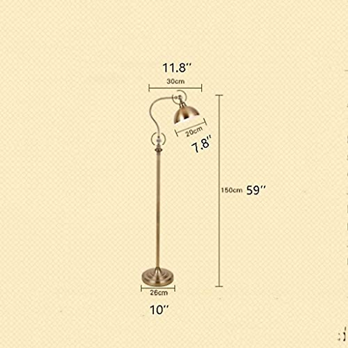 Floor Lamp European Style Floor Lamp Living Room Bedrooms Rustic 12W Led Standing Lamp Minimalist Imitation Copper Reading Floor Light Standard Lamp - Tricolor Light Bulb Reading Light Lampara de Pie