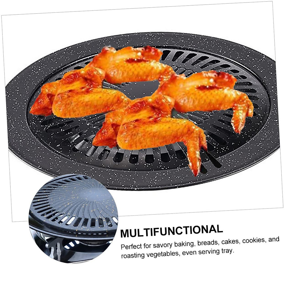 LABRIMP Round Enamel Baking Tray and Frying Pan Creative Double Roasting Bakeware for Home Cooking Compatible with Air Fryers Ideal for Baking and Grilling