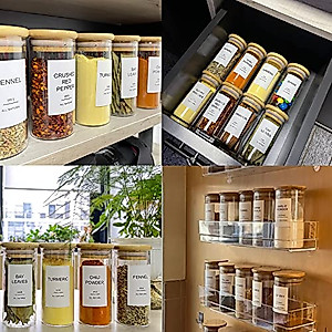 AISIPRIN 24 Pcs Glass Spice Jars with Bamboo Airtight Lids and 403 Labels - 4oz Small Storage Containers,Salt and Pepper Shakers for Kitchen, Seasoning, Herb - Funnel and Marker Included