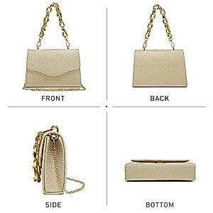 Dasein Chain Clutch Purse Glittering Evening Bag Party Cocktail Prom Handbags for Women (Gold)