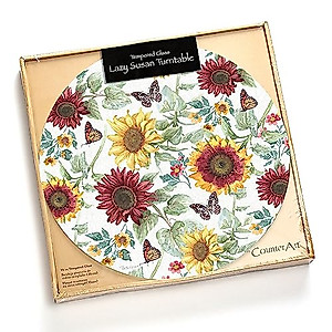 Glass Lazy Sunflower Turntable 13 Inch Diameter Multi Color Round