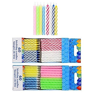 120 Spiral Birthday Candles 60 Pastel and 60 Spiral Brights