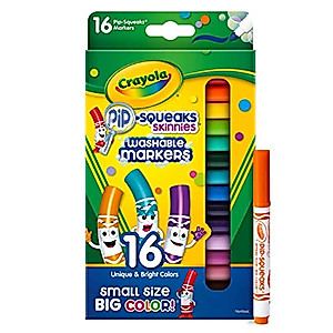 Crayola Washable Pip Squeaks Skinnies Markers, 16 Count, School Supplies, Gifts for Boys and Girls