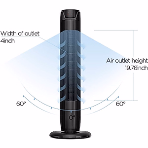 SOHLER 36'' Oscillating Tower Fan, Remote Control, Quiet Stand Up, 3 Speed Settings, 3 Modes, 7-Hour Timer, LED Display, for Bedroom or Home Office Use, Glossy Black