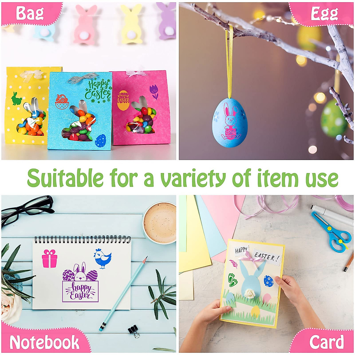 Yexiya 48 Pieces Valentine Stamps Wooden Rubber Stamps with Ink Pad Colored Pencil Ink Pad Coloring Pencil Art Supplies Set for DIY Party Favor Gift(Bunny Style)