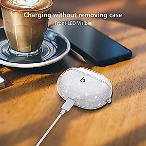 Aircawin for Beats Studio Buds Case 2021 Clear Glitter,Sparkly Bling Clear Case for Beats Studio Buds + Case Cover 2023,Shockproof Soft TPU Case for Beats Studio Buds Case Cover with Keychain-Glitter