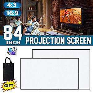 FMOGE 16:9 Projector Simple Curtain Anti-Light Screen 84 Inches Home Outdoor Office Portable 3D HD Projector Screen