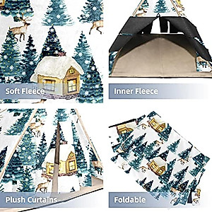 enheng Small Pet Hideout Christmas Tree & Raindeer Hamster House Guinea Pig Playhouse for Dwarf Rabbits Hedgehogs Chinchillas