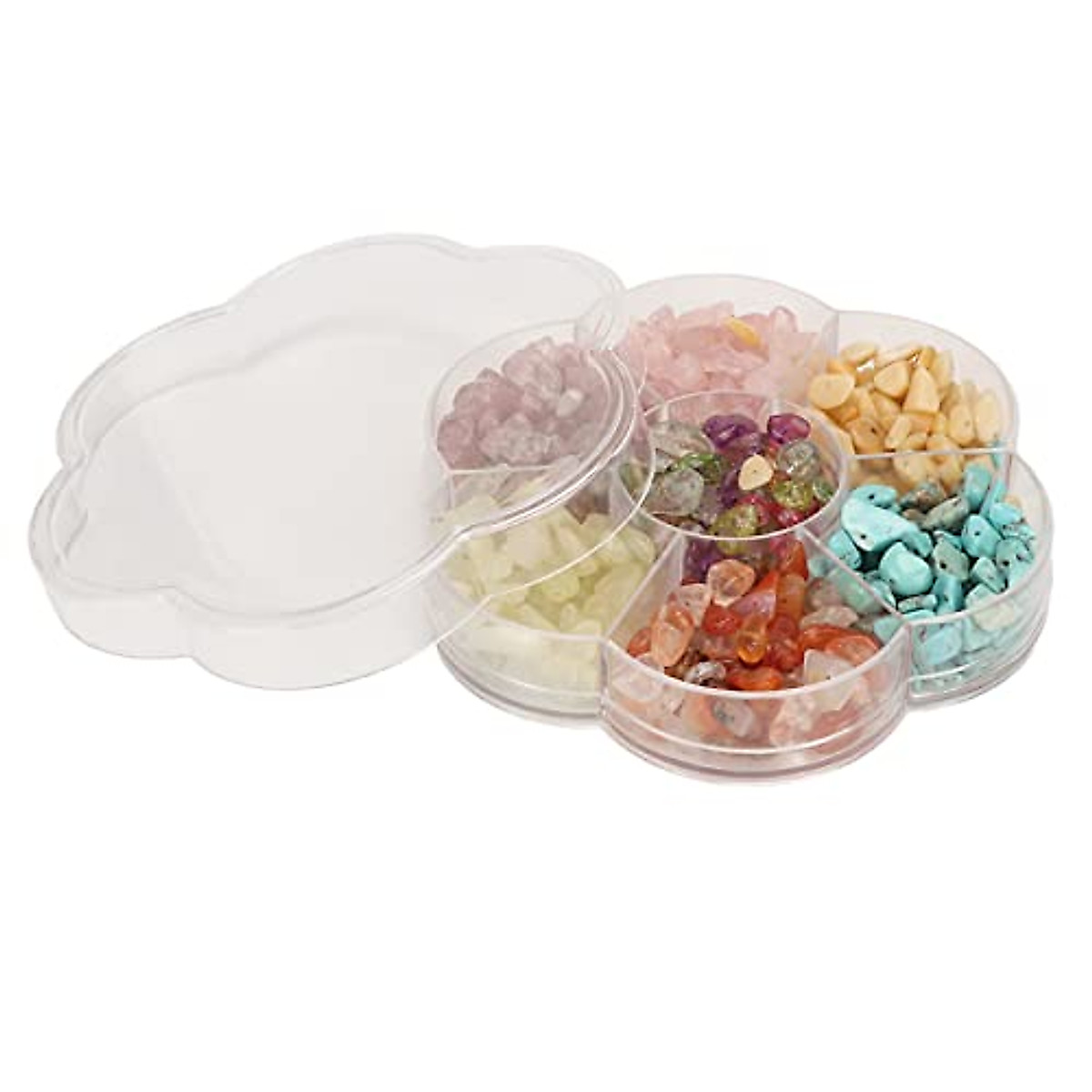 HERCHR Crystal Beads for Ring Making, Crystals Gemstone Beads for Jewelry Making, 7 Colors Crystal Ring Making Kit with Plastic Box for Jewelry Ring, Bracelets, Earring Making Supplies