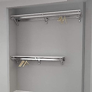 Arrange A Space RCMBY Elite 64" Top and Bottom Shelf Rod kit with Long Hang White Closet System, 69x13x6 inch